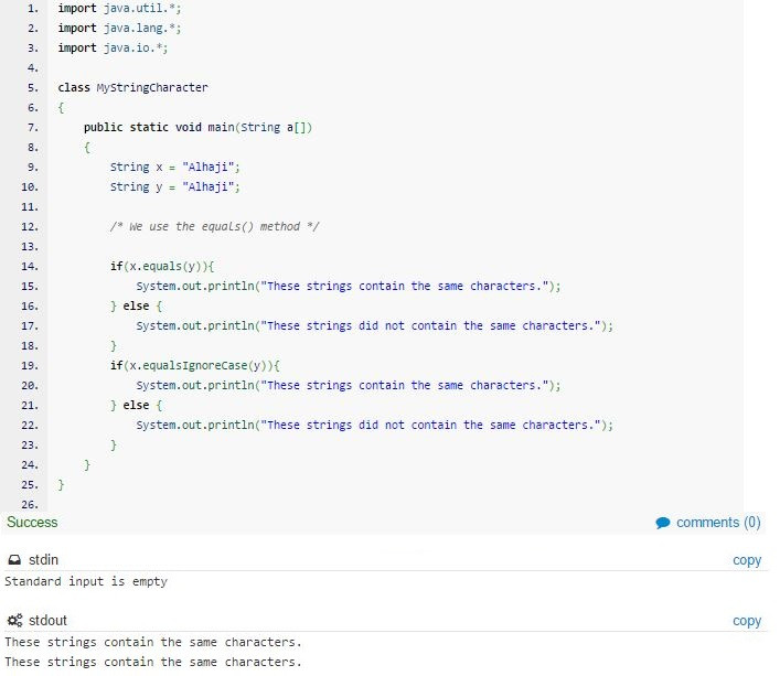 Comparing Strings If They Are The Same In Java Sourcecodester